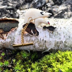 Accessories | Carved Bone Naughty Bear Tie Tack | Poshmark